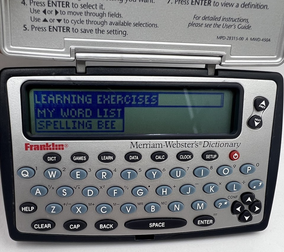 Franklin MWD-450 Marriam Webster Electronic Dictionary With Spelling ...