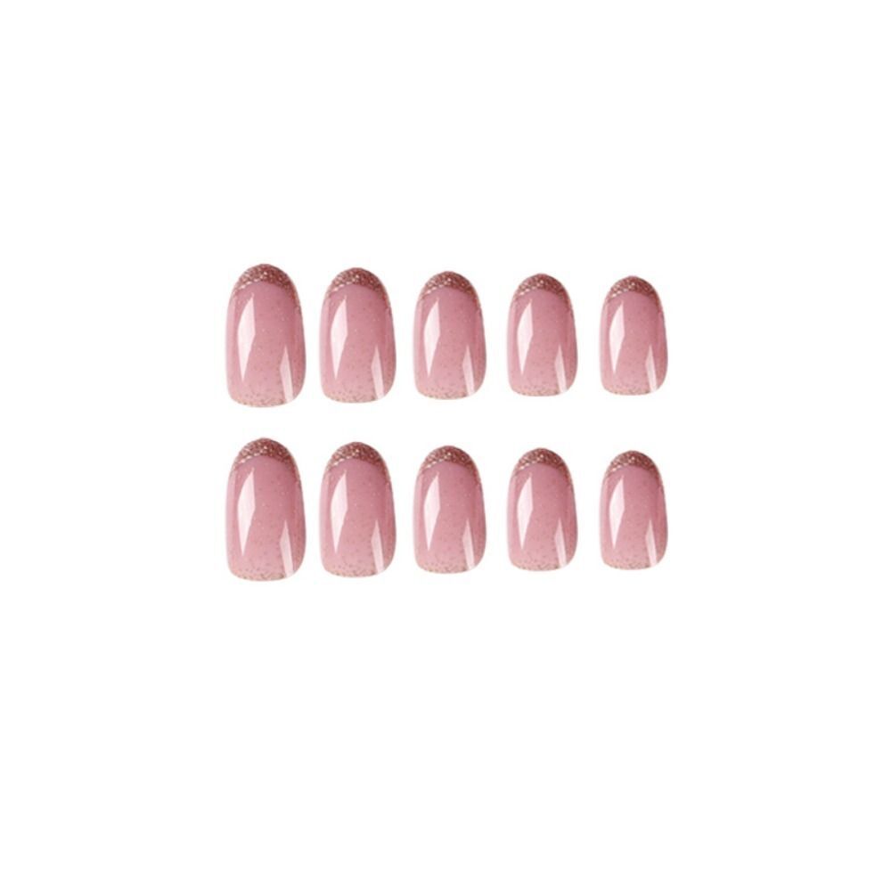 24pcs Detachable Fake Nials DIY Short Almond French Pink Grey False ...