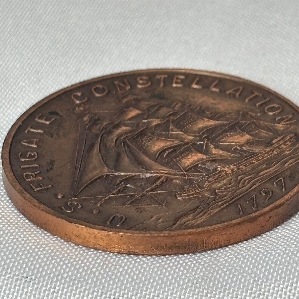 U.S. Frigate Constellation Bronze Coin Token Medal 1797 From 1st Navy ...