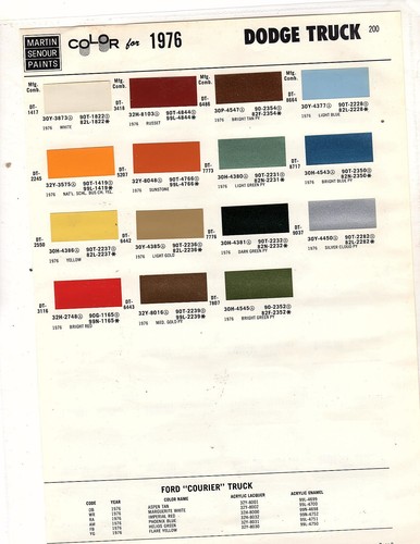 1976 FORD TRUCKS 76 & 1976 DODGE TRUCKS 76 PAINT CHIPS 76 MARTIN SENOUR ...