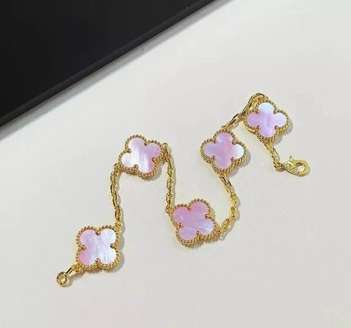 VCA Gold Pink Vintage Alhambra Bracelet 5 Motifs Box Set | eBay