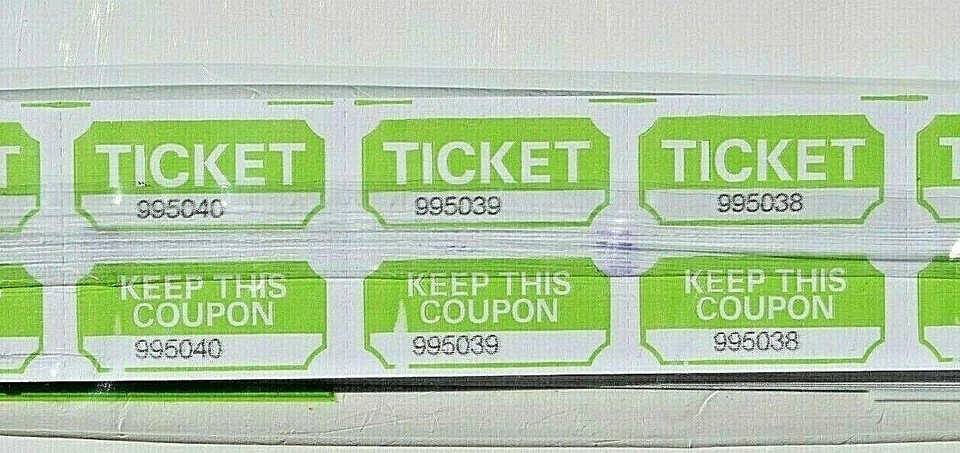 250 Count 50/50 Green RAFFLE TICKETS DOUBLE STUB Events School Drawings ...