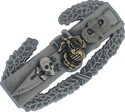 USMC Airborne Jump Wing SKULL Bones Combat Action Badge US Army CAB ...