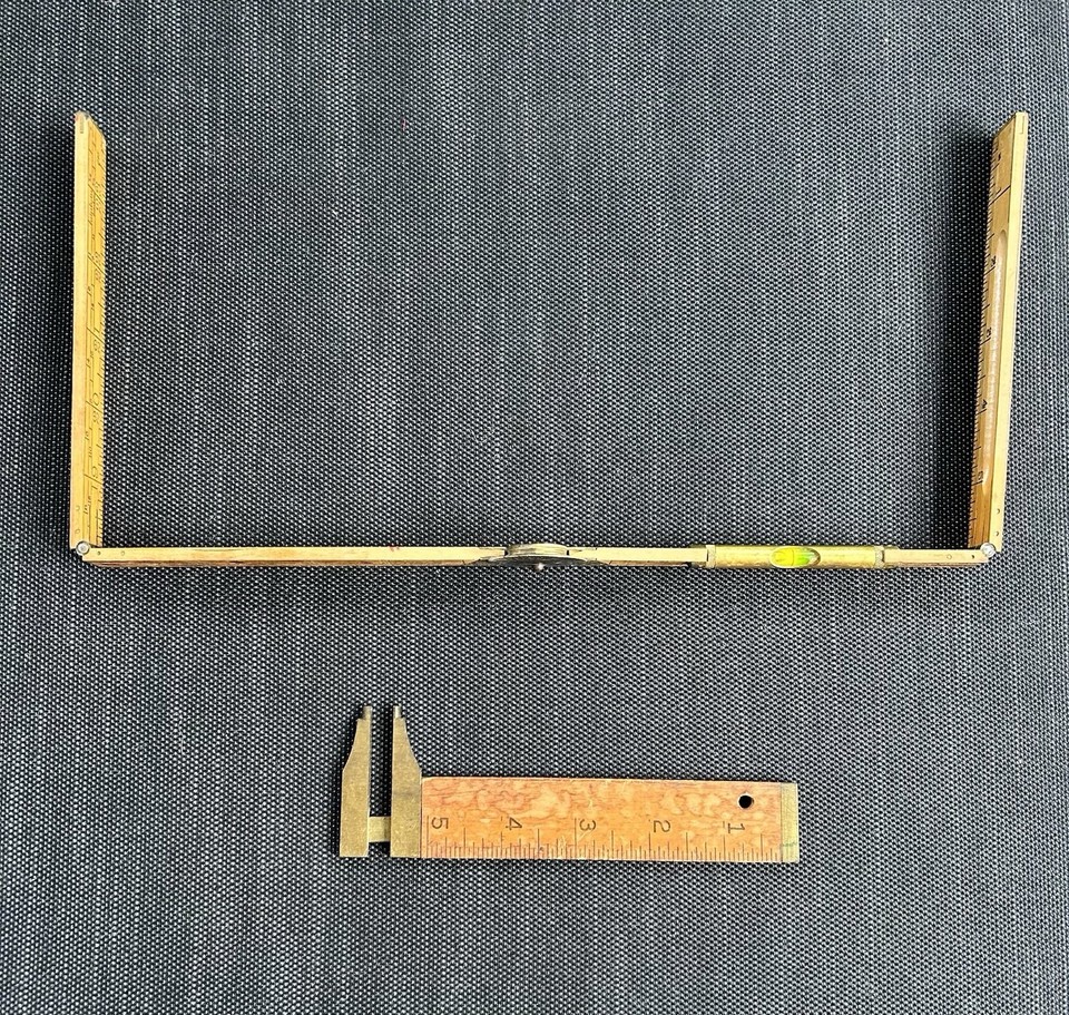 RABONE 1190 BOXWOOD BRASS 24” RULER W/ LEVEL + Stanley 136 1/2 Caliper ...