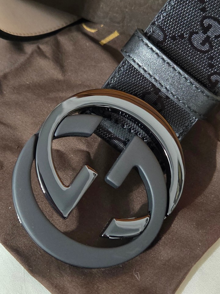 Authentic Gucci Black Imprime Monogram GG Belt Sz 40/44 115cm | eBay
