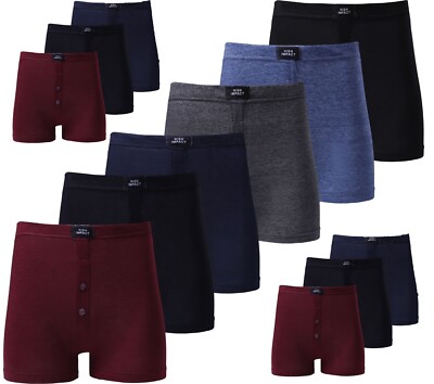 3 6 12 Pairs Mens Plain Boxer Shorts Underwear, Classic Cotton Rich ...