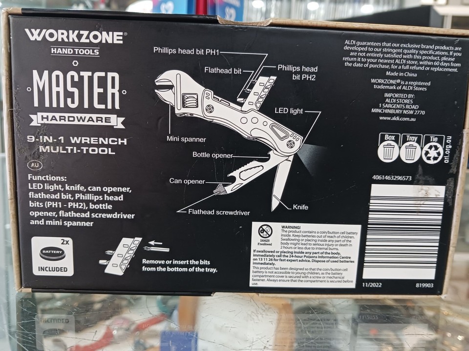 WORKZONE HAND TOOLS MASTER HARDWARE 9 IN 1 WRENCH MULTI-TOOL IN BOX | eBay