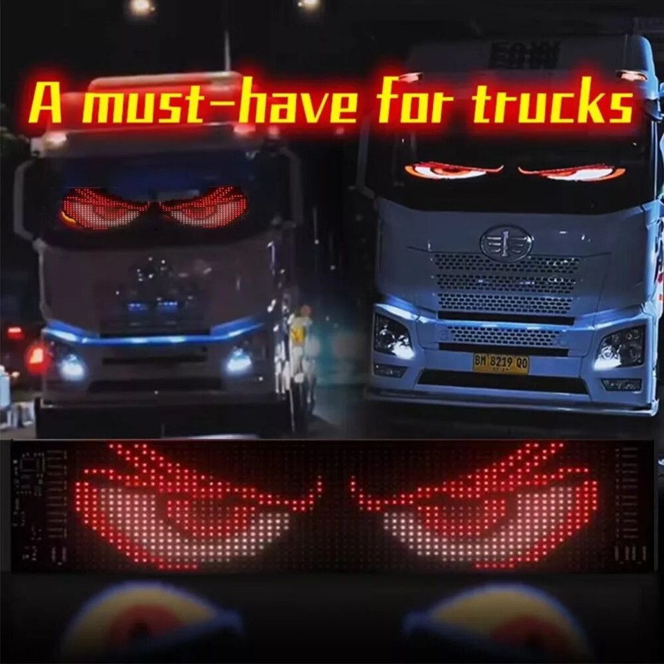 90cm 35"Truck Devil's Eye Dynamic LED Screen Big Eyes Lamp Windshield ...