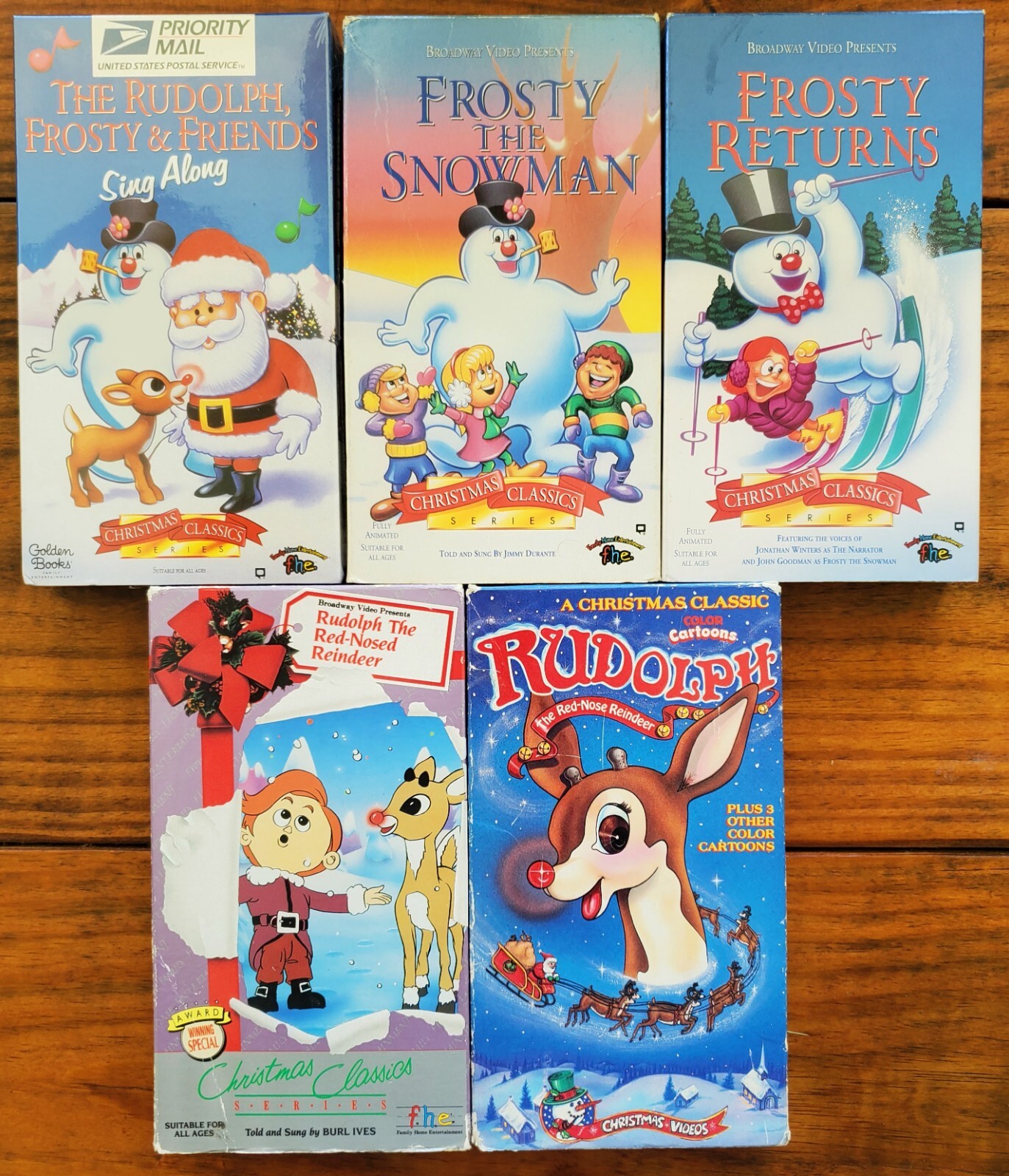 Lot of 5 VHS Frosty Sing Along Frosty Returns Rudolph Red Nose Reindeer ...