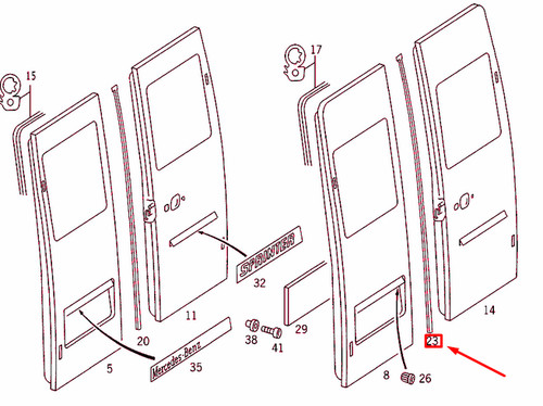MERCEDES-BENZ SPRINTER 903 REAR PANEL DOOR HIGH TOP SEAL A9017400778 NO ...