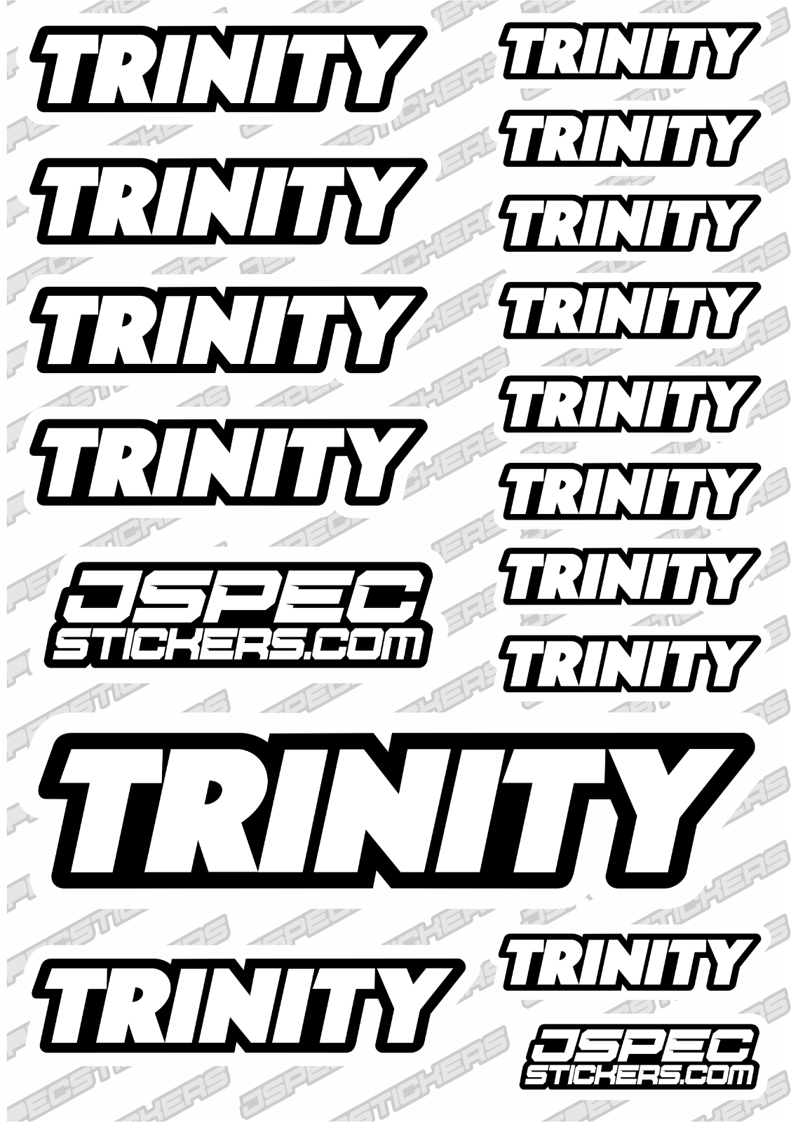 TRINITY RC STICKER DECAL SHEET JSPEC STICKERS EP BRUSHLESS BATTERY LIPO ...