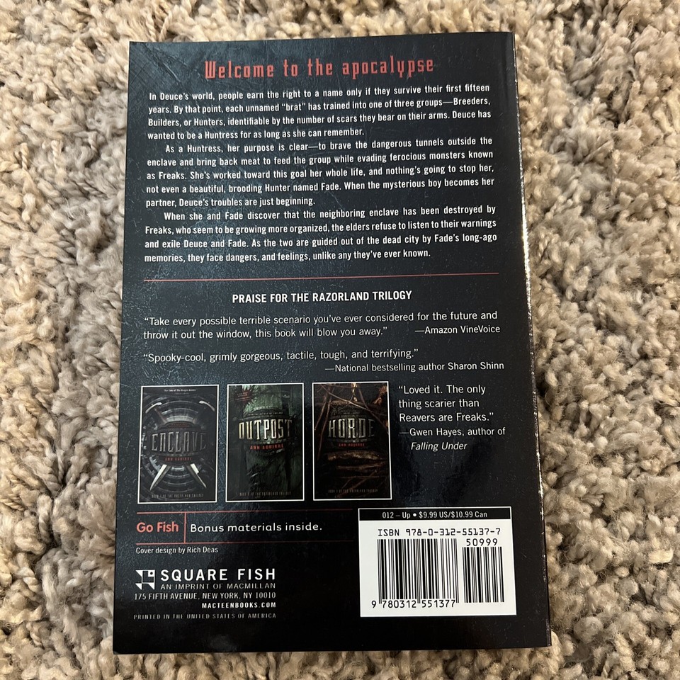 Enclave; The Razorland Trilogy, 1 - 0312551371, paperback, Ann Aguirre ...