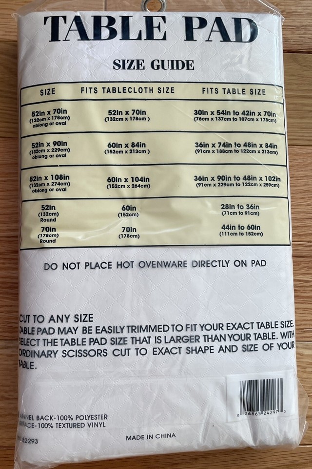 Elrene Quilted Table Pad Protector with Flannel Backing, 52” x 90 ...