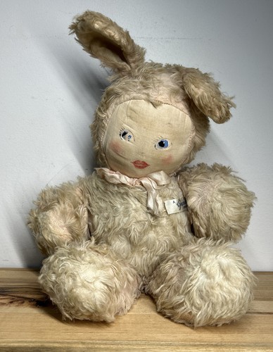 Vintage GUND Plush Painted Fabric Face Doll Rabbit Pink Bunny Girl 14 ...
