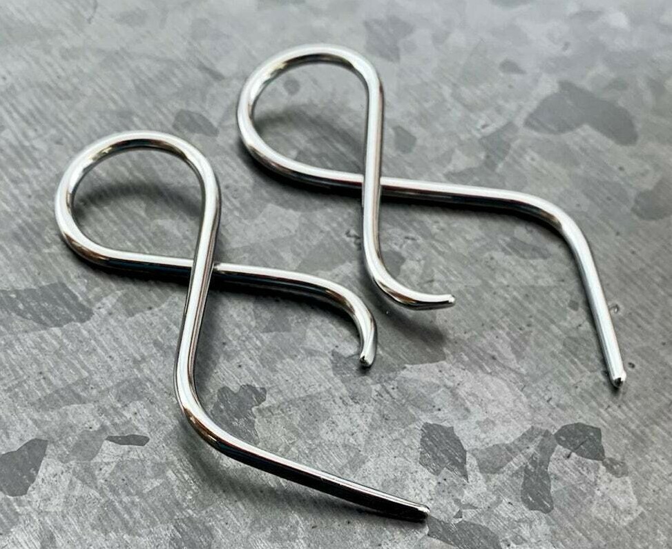 PAIR Surgical Steel Twist Tail Tapers Ear Plug Earring Gauge Guage Lobe ...