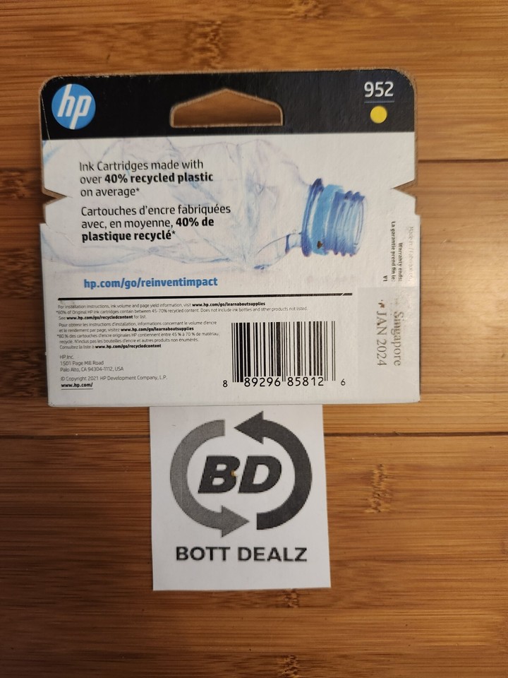 HP L0S55AN 952 YELLOW ORIGINAL INK CARTRIDGE NEW SEALED HP BOX | eBay