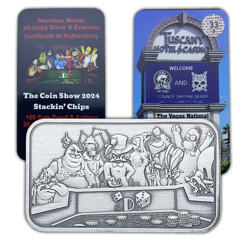 The Vegas Coin Show 2024 Stackin' Chips Antiqued 1 oz .999 Fine Silver ...