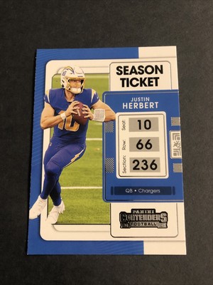 2021 Panini Contenders Justin Herbert Season Ticket #51 Los Angeles ...