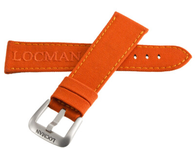 LOCMAN Men's 25mm x 20mm Orange Fabric Silver Buckle Band | eBay