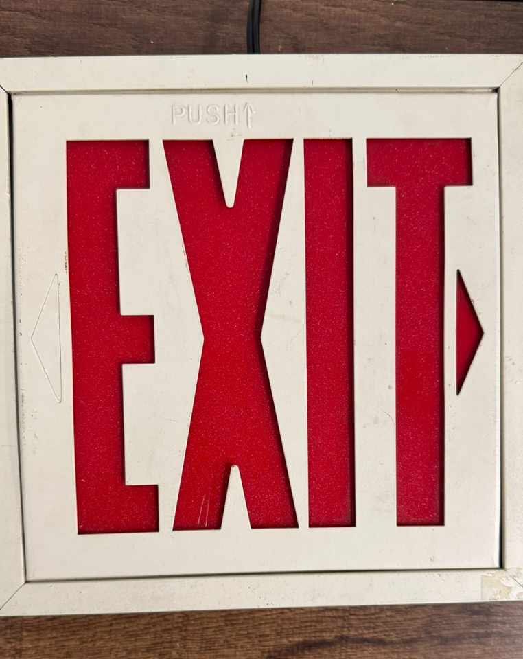 Lighted EXIT Sign Emergency Light Plug - Works! | eBay