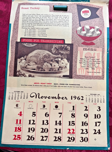 1962 Grocery Store Cooking Club Calendar Recipes Ads Virginia Complete ...