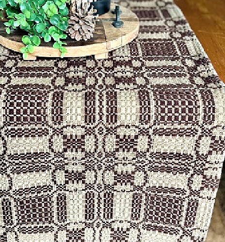 New Primitive Chocolate Brown Tan COVERLET TABLE SQUARE Woven ...