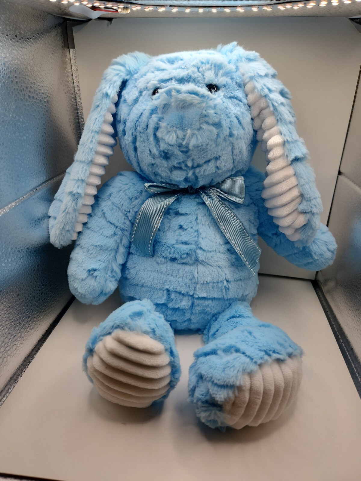 Hobby Lobby Bunny Rabbit Plush Stuffed Animal Blue Textured Fur White ...