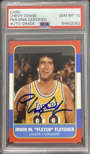 Chevy Chase Signed Card Irwin Fletch Fletcher Lakers 1986 Fleer PSA/DNA ...