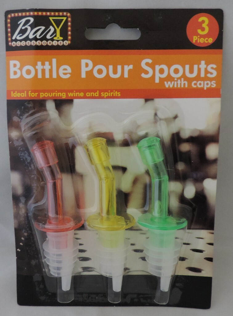 NEW Set of 3 Bottle Pour Spout Stopper Dispenser Liquor Flow Olive Wine ...