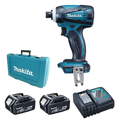 MAKITA 18V DTD146 IMPACT DRIVER, 2 x BL1840 BATTERIES, DC18RC & CASE ...