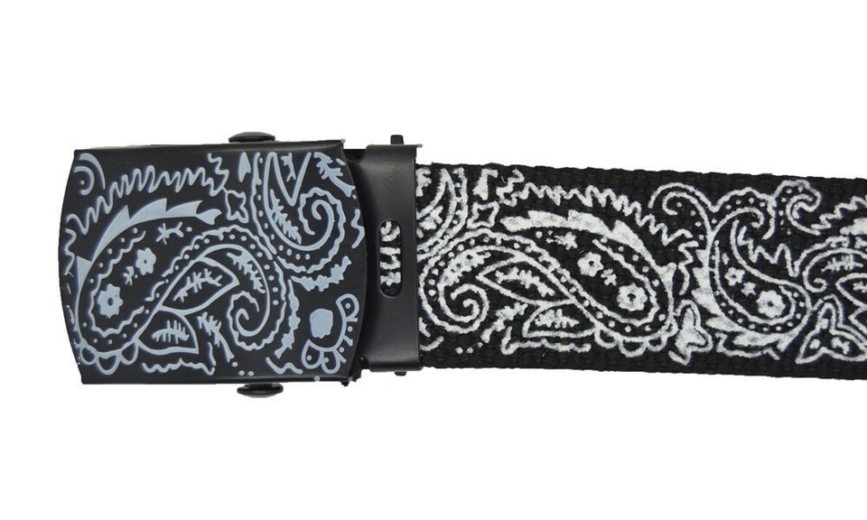 Black Bandana Belt and Buckle Cholo Chicano Rap Paisley Print Military ...