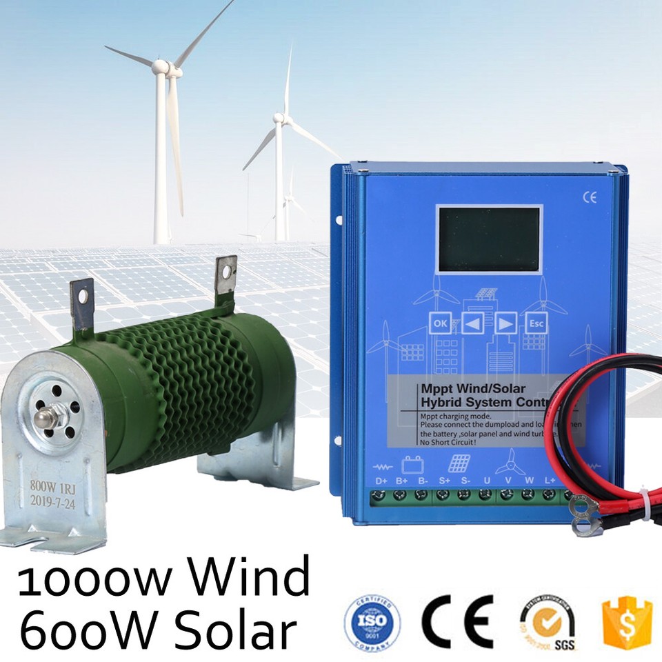 1600W 12V 24V MPPT Wind Solar Hybrid Charge Controller Regulator with ...