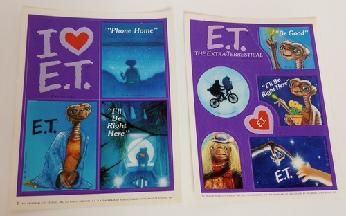2 Vintage 80s Sticker Sheets E.T. Extra Terrestrial 1982 | eBay