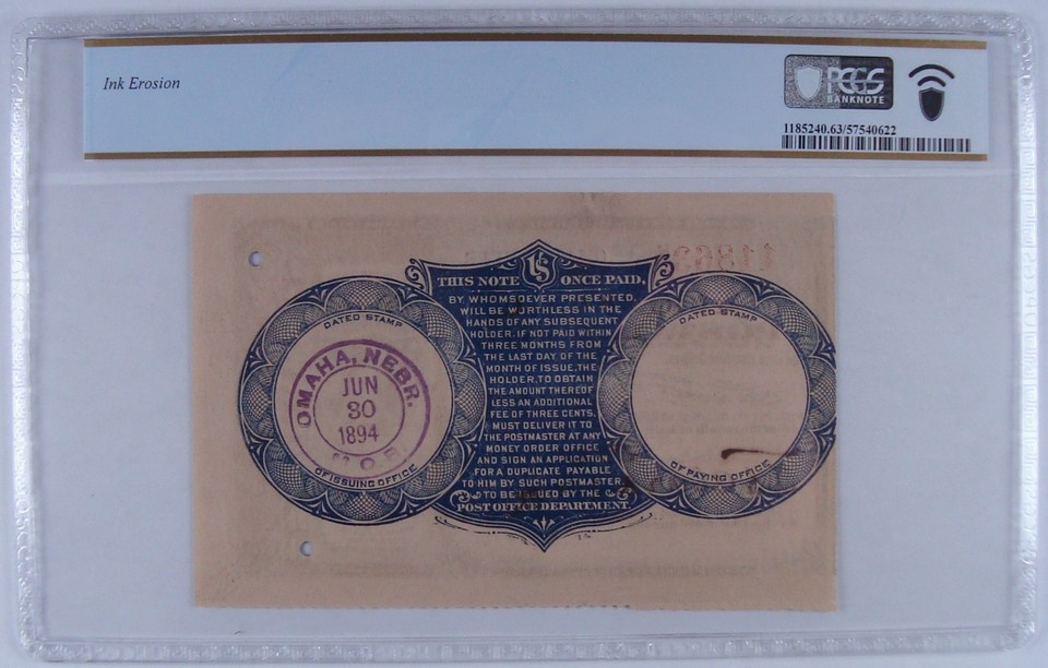 1894 Omaha, NE 1¢ Type V Postal Note With Original Letter & Envelope ...