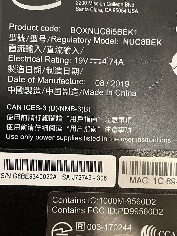 Intel NUC8 NUC8i5BEk Intel i5 8th Gen,16GB RAM, 256gb SSD Win 11 Pro | eBay