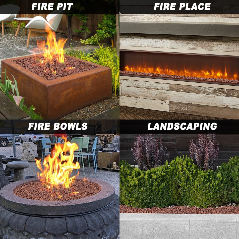 5lb Red Natural Lava Rock Granules For Gas Fire Pit Fireplace Gas Log ...