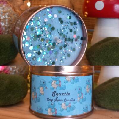 Squirtle Pokémon Handmade Soy Wax Candle Glitter Scented Blue Gift ...