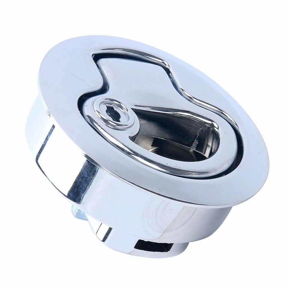 2 PCS Chrome 2" Marine Boat Locking Flush Pull Slam Latch Hatch with ...