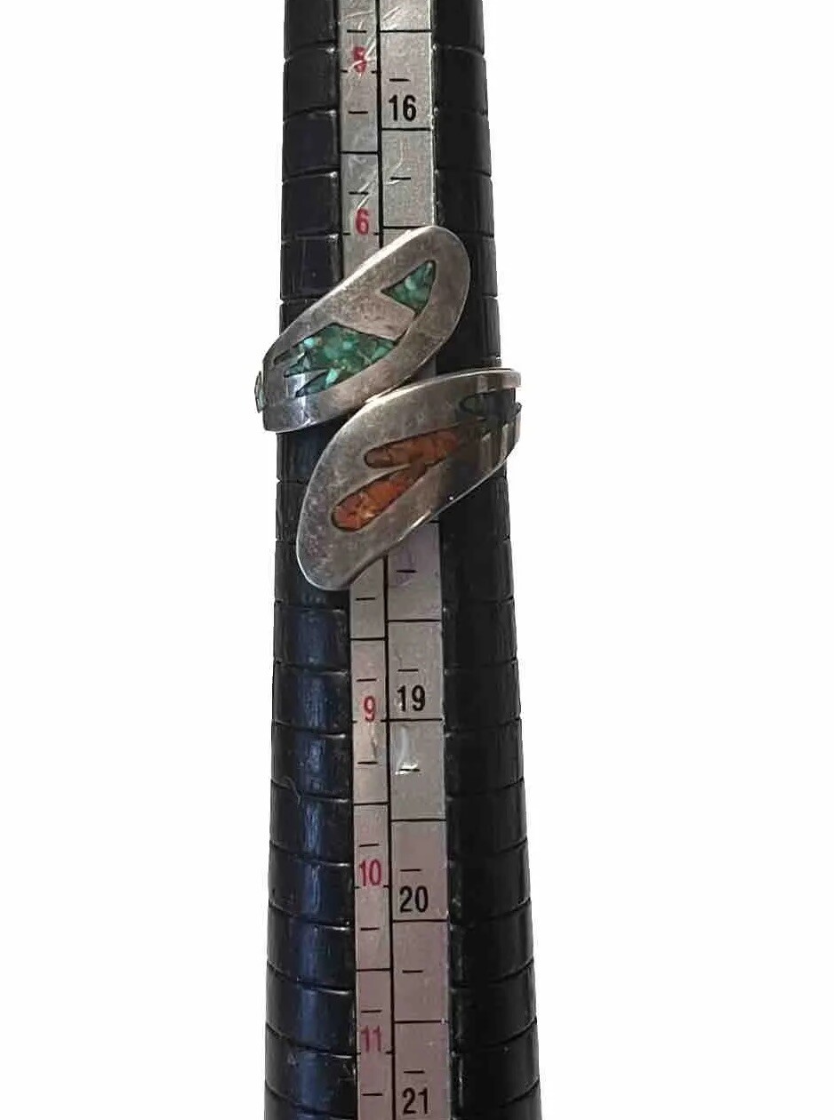 Delvin Nelson Vintage 925 Ring Navajo Chip Inlay Sout… - Gem