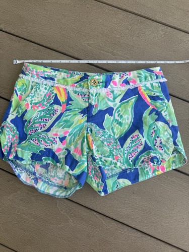 Lilly Pulitzer Adie Shorts Wake Up Call Fringe Trim Side Zip XS Beach ...