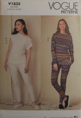 Vogue Pattern - V1835 - Misses' Stretch Knit Tops, Pants, & Slippers | eBay