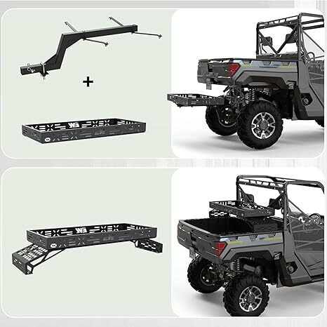 Adjustable Universal Overbed Cargo Rack w/ 2" Hitch Carrier for Pickup ...
