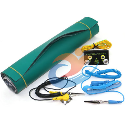 Green Desktop Anti Static ESD Grounding Mat 12x16" + Cord + Wrist Strap ...
