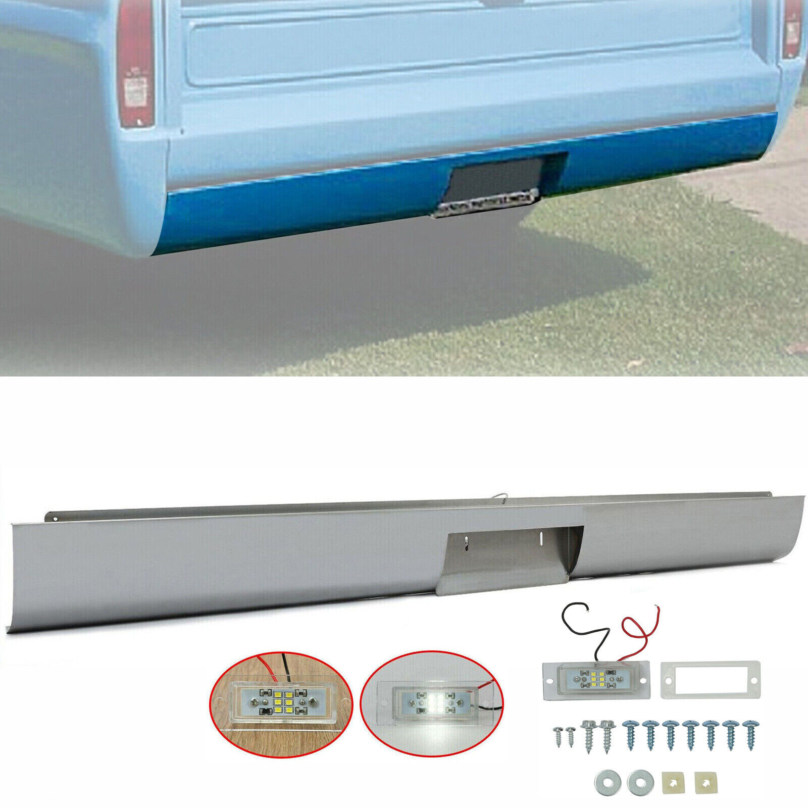 For 1967-72 Ford F100 Fleetside Truck Rear Bumper Roll pan w/ LED Light ...