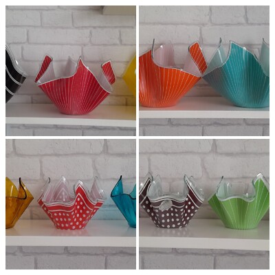 Collection of Vintage Chance Glass Handkerchief Vases OPEN TO OFFERS ...