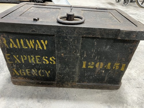 Antique REA Railroad Train Strong Box money Safe | eBay