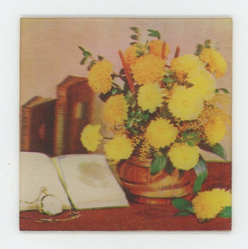 Flowers with Books and Pocket Watch 1960's VARI-VUE Lenticular 3-D ...