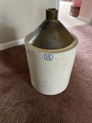 Antique Primitive 5 Gallon Stoneware Pottery Crock Jug Whiskey Jug ...