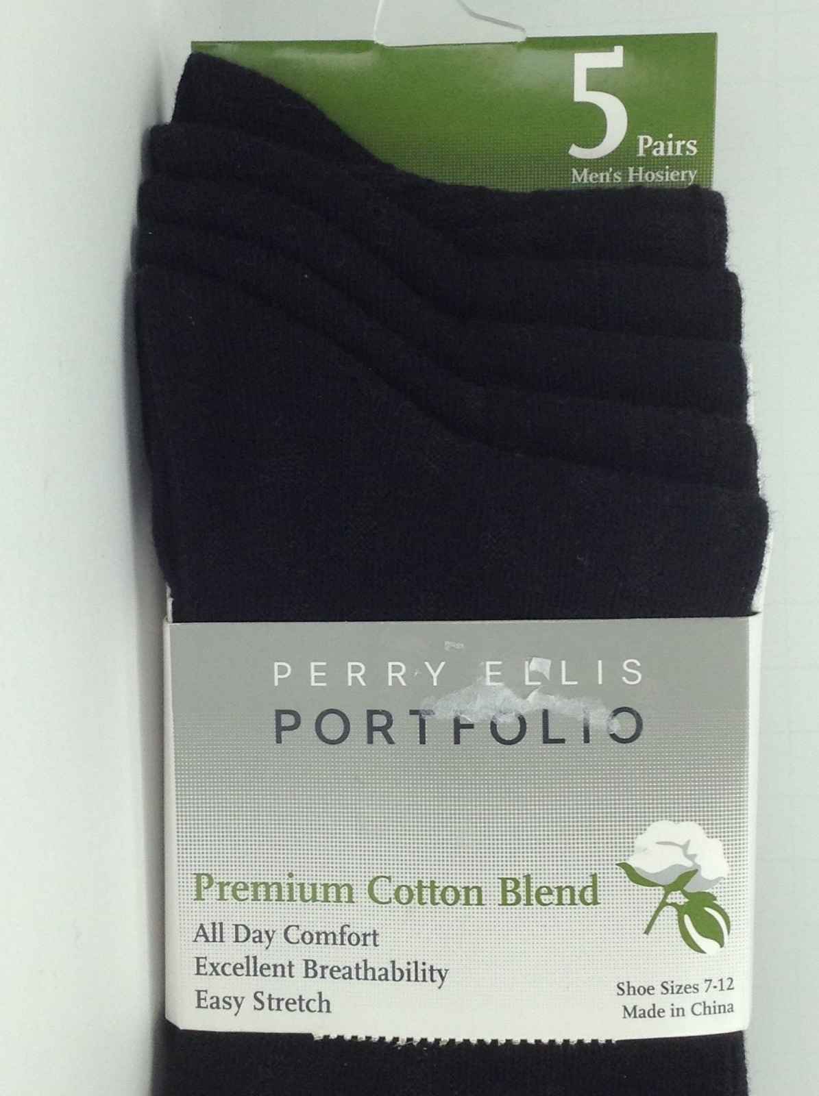 Men's Perry Ellis Socks, Black 73% Cotton Dress Socks, 5 Pack, $36 MSRP ...