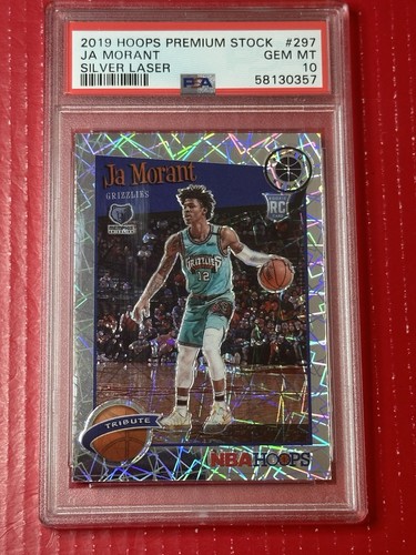 2019 Panini Hoops Premium Stock #297 Ja Morant Silver Lazer Prizm PSA ...
